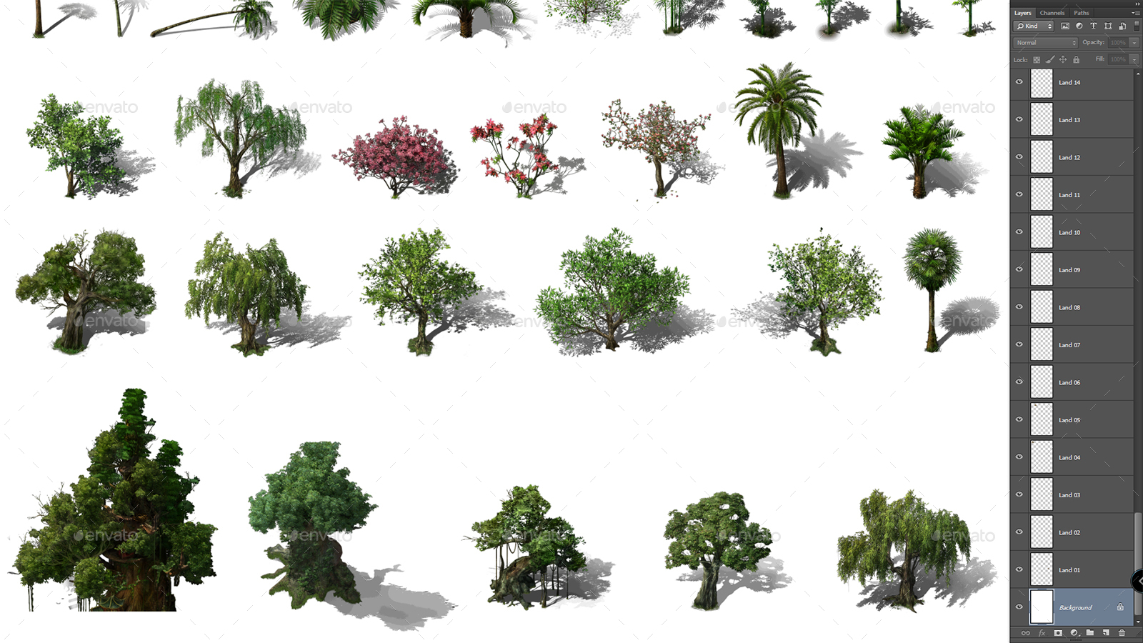 2.5D Tree Flower Rock And Mountain Game Assets, Game Assets | GraphicRiver