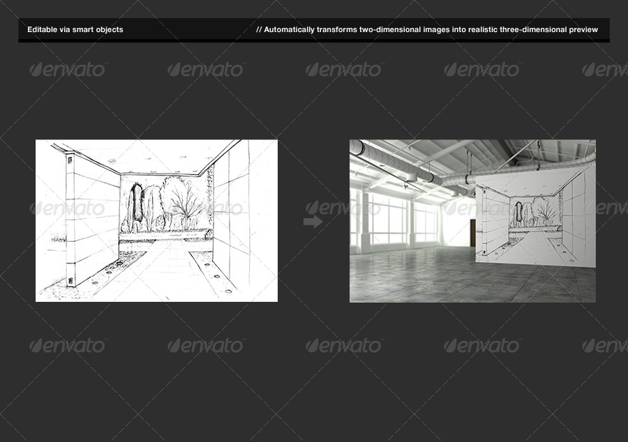 Gallery / Wall Graphic Mock-Up, Graphics | GraphicRiver