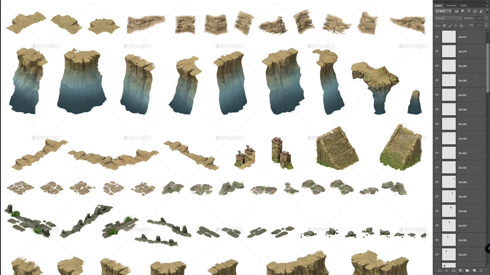 2.5D Rock And Mountain Construction Kit Game Assets, Game Assets ...