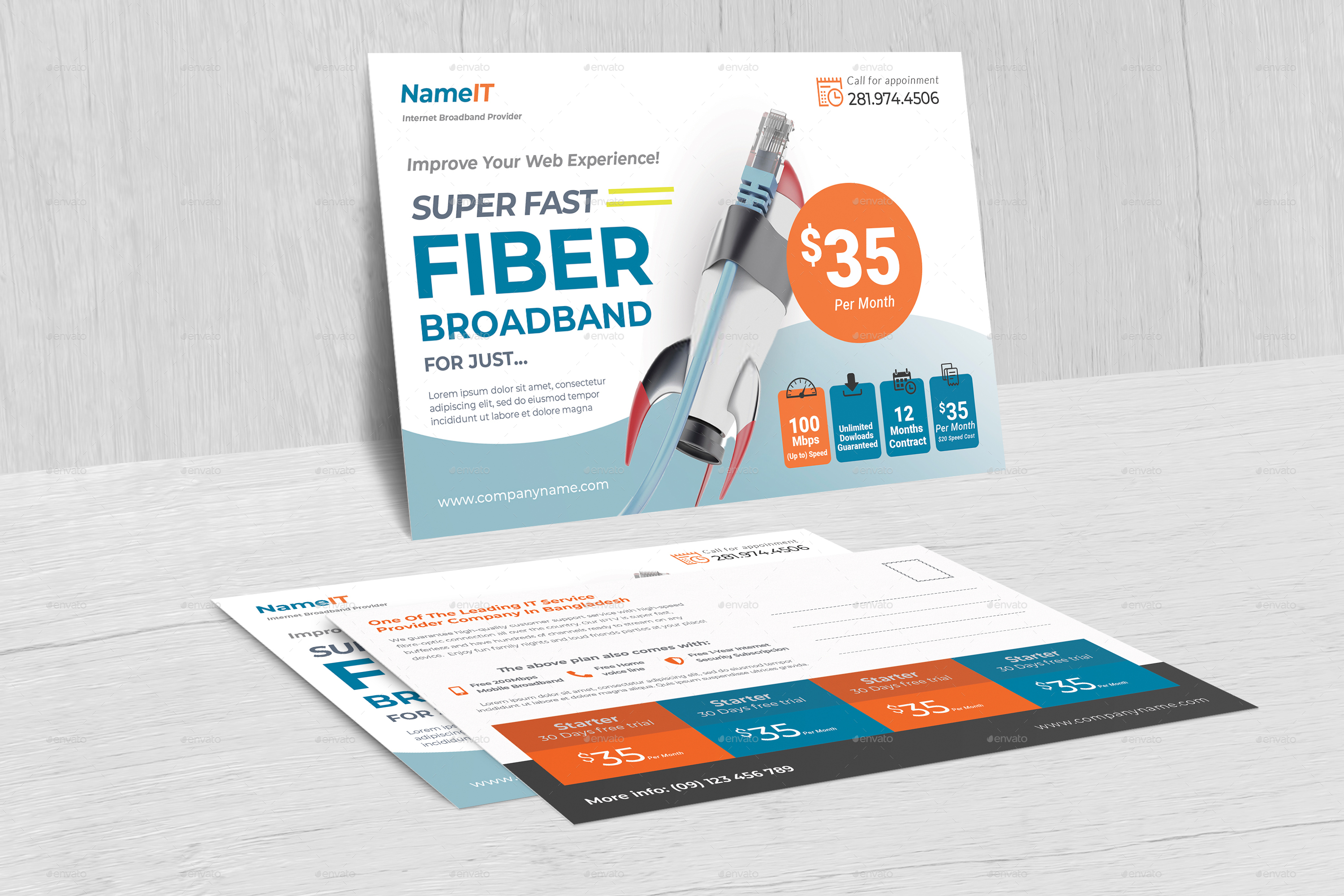 Internet Broadband Promotion Postcard by Graphic_Power | GraphicRiver