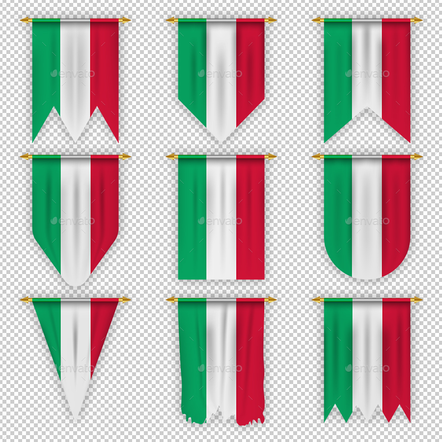 Italy Flag in Various Shapes, Vectors | GraphicRiver