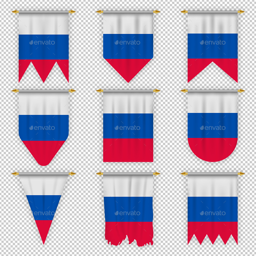 Russia Flag in Various Shapes, Vectors | GraphicRiver