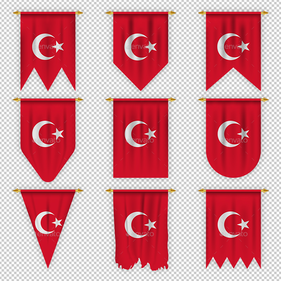 Turkey Flag in Various Shapes, Vectors | GraphicRiver
