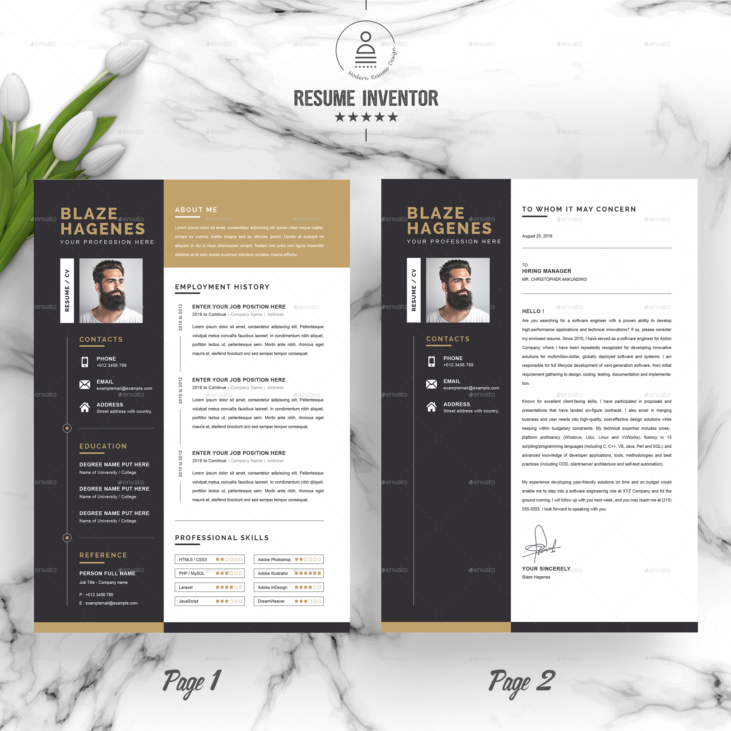 One Page Resume Template, Print Templates | GraphicRiver