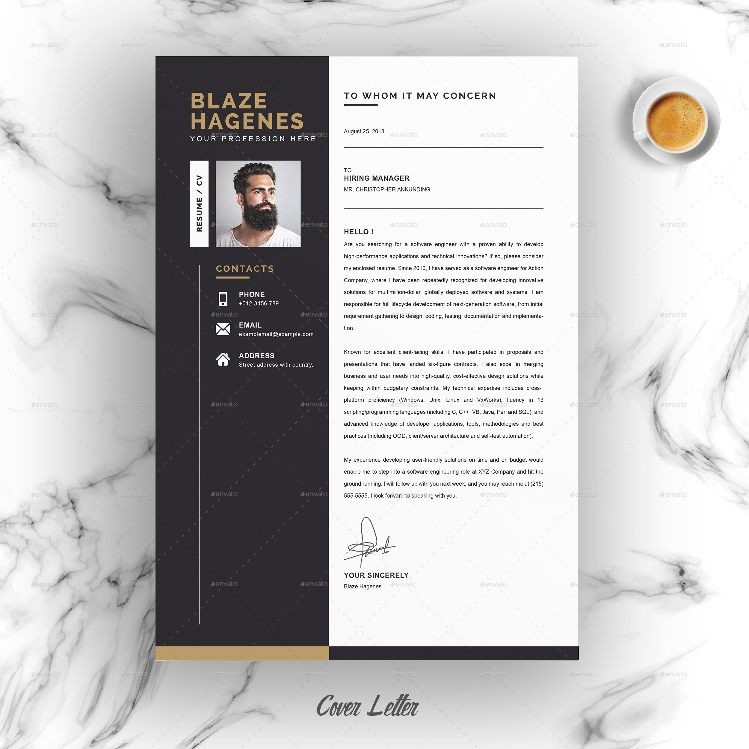One Page Resume Template, Print Templates | GraphicRiver