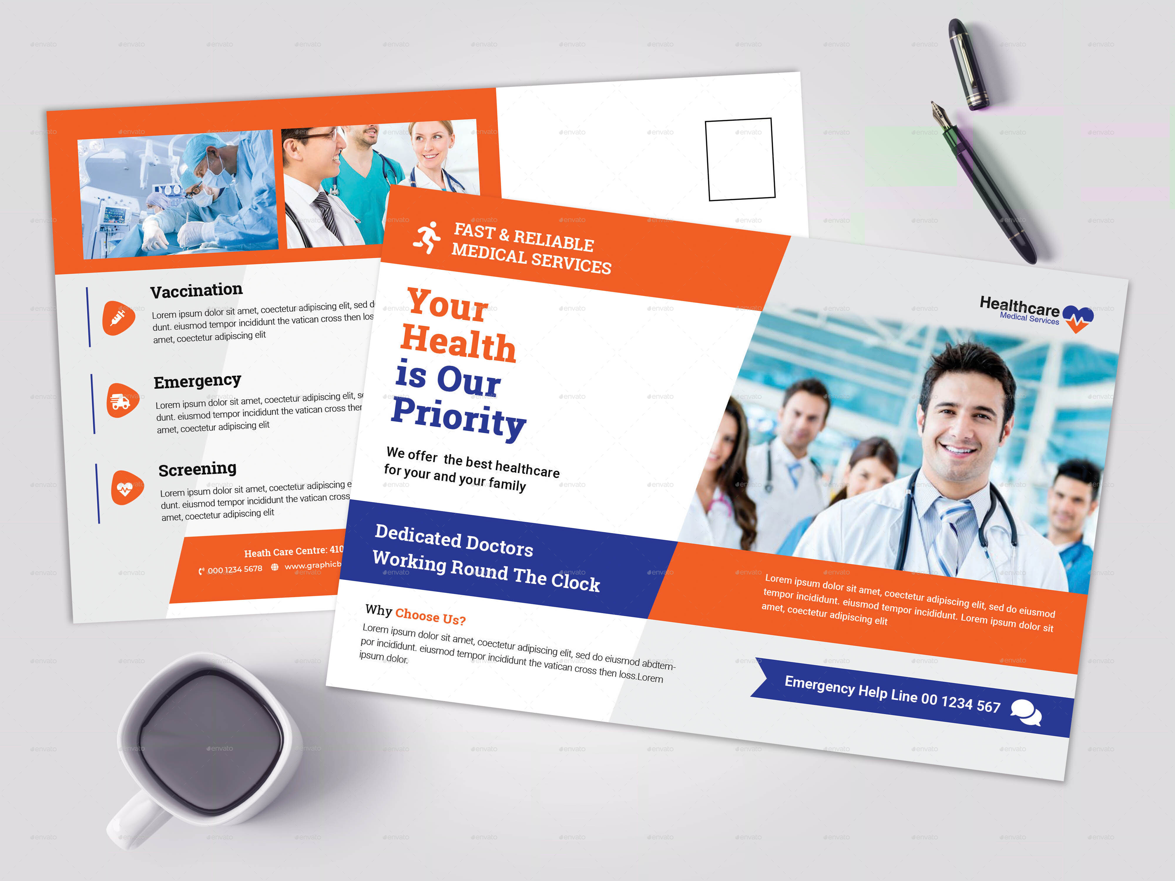 Medical Postcard Template, Print Templates | GraphicRiver