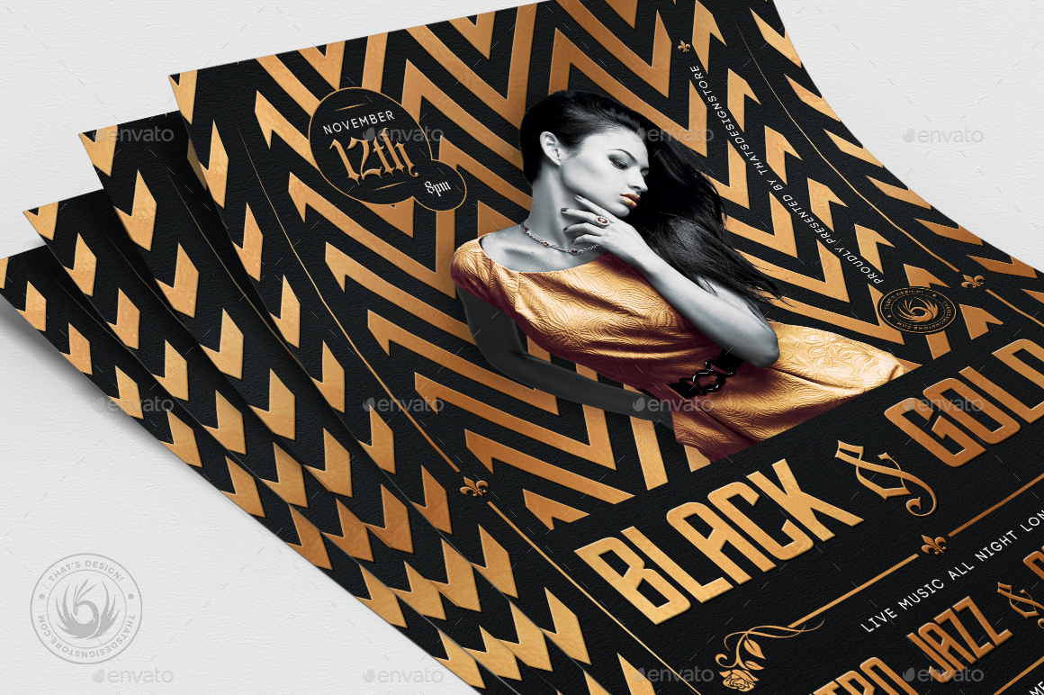 Black and Gold Flyer Template V18, Print Templates | GraphicRiver