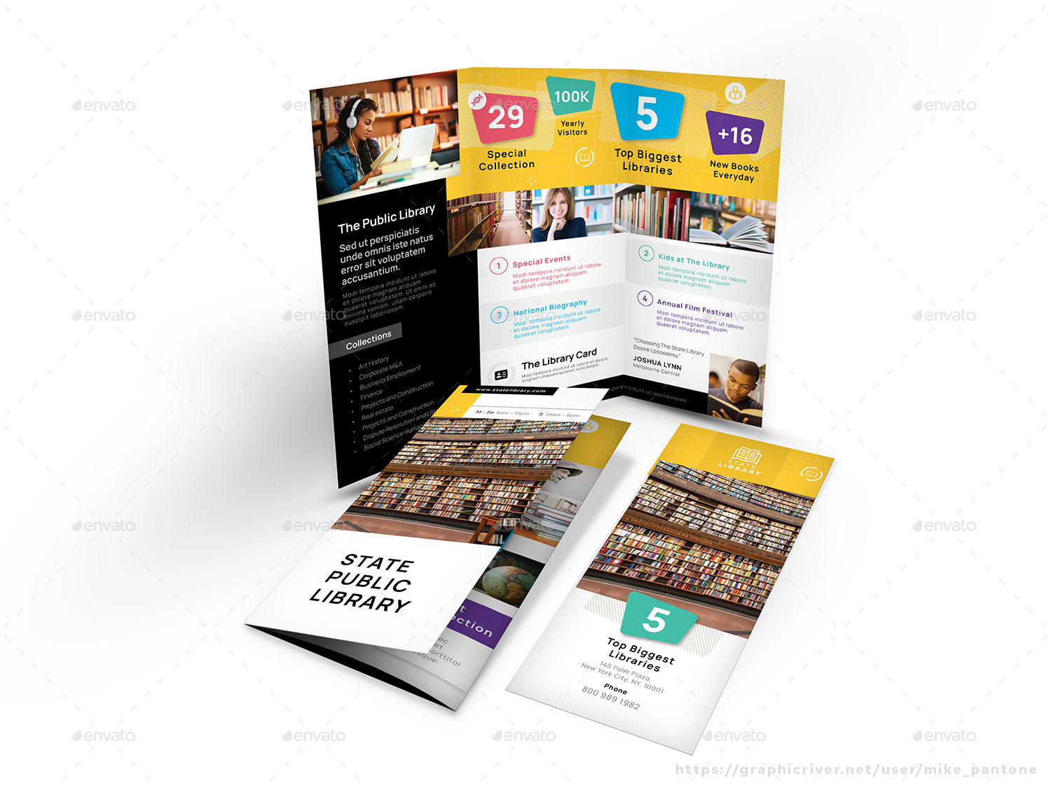 Public Library Trifold Brochure, Print Templates | GraphicRiver