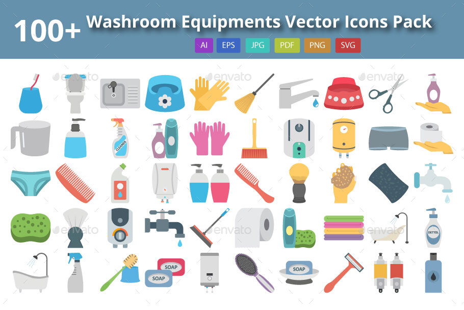 Washroom Equipment Color Vector Icon, Icons | GraphicRiver