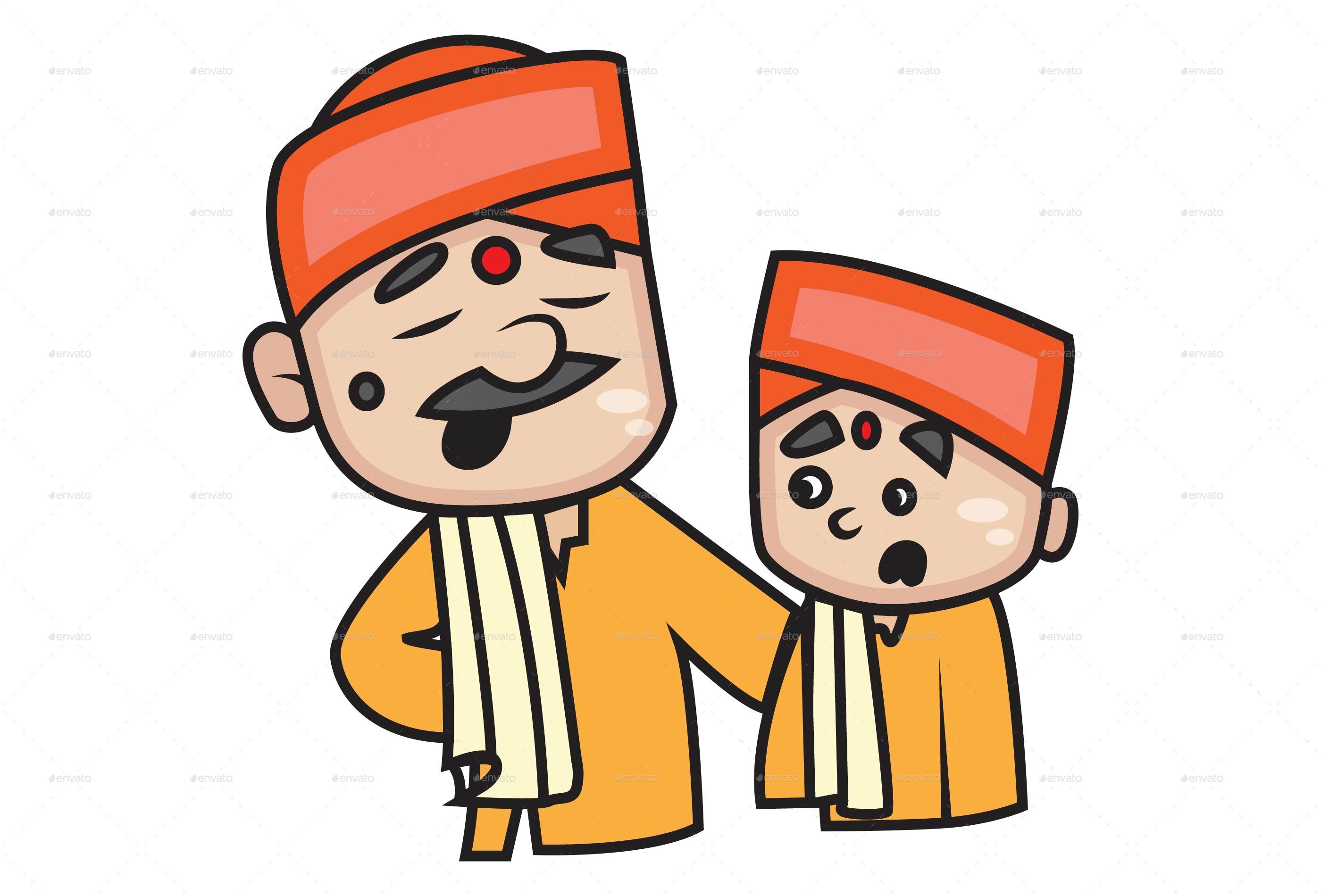 Indian Pandit Sticker Set by shallunarula | GraphicRiver