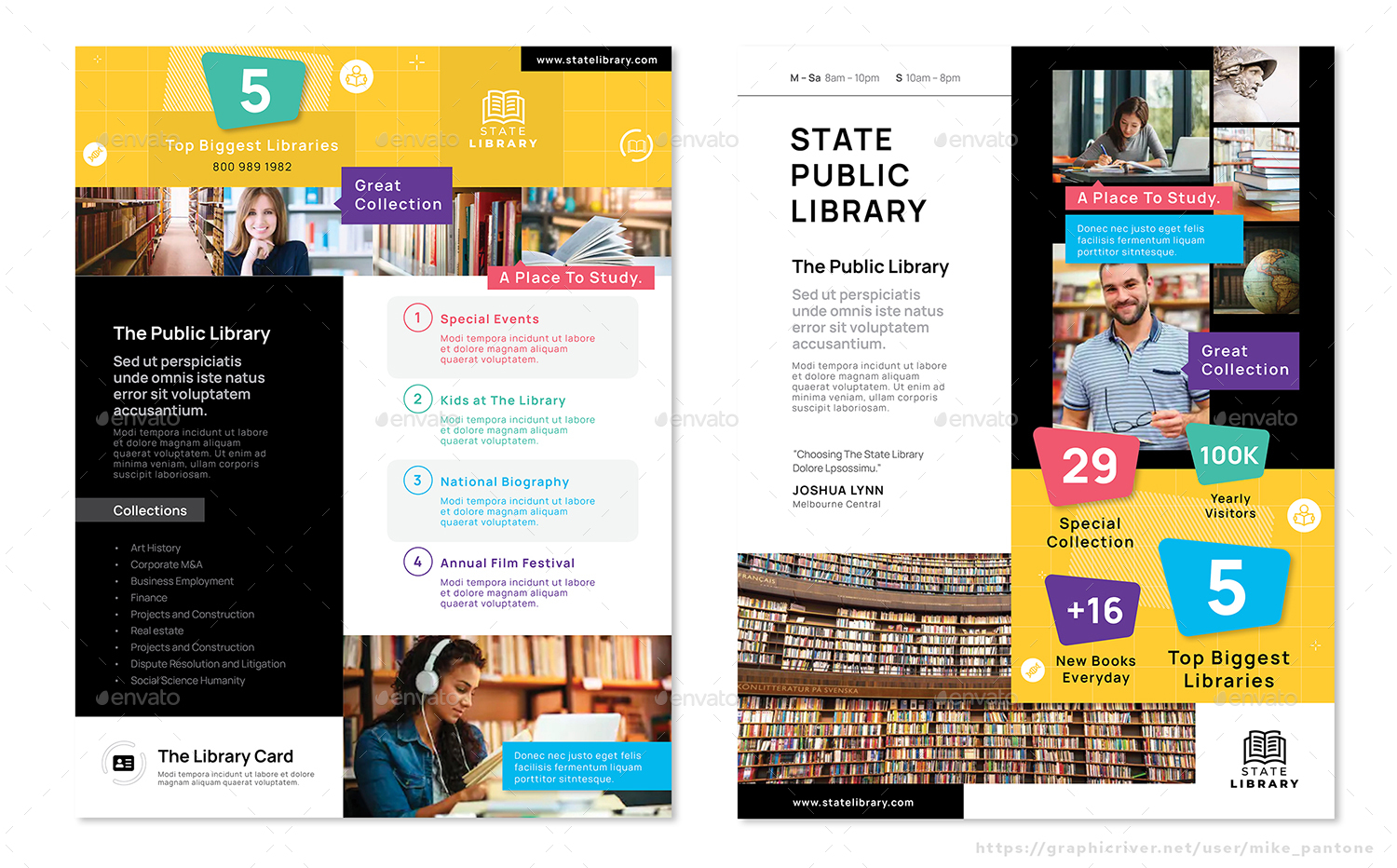 Public Library Flyers – 4 Options, Print Templates | GraphicRiver
