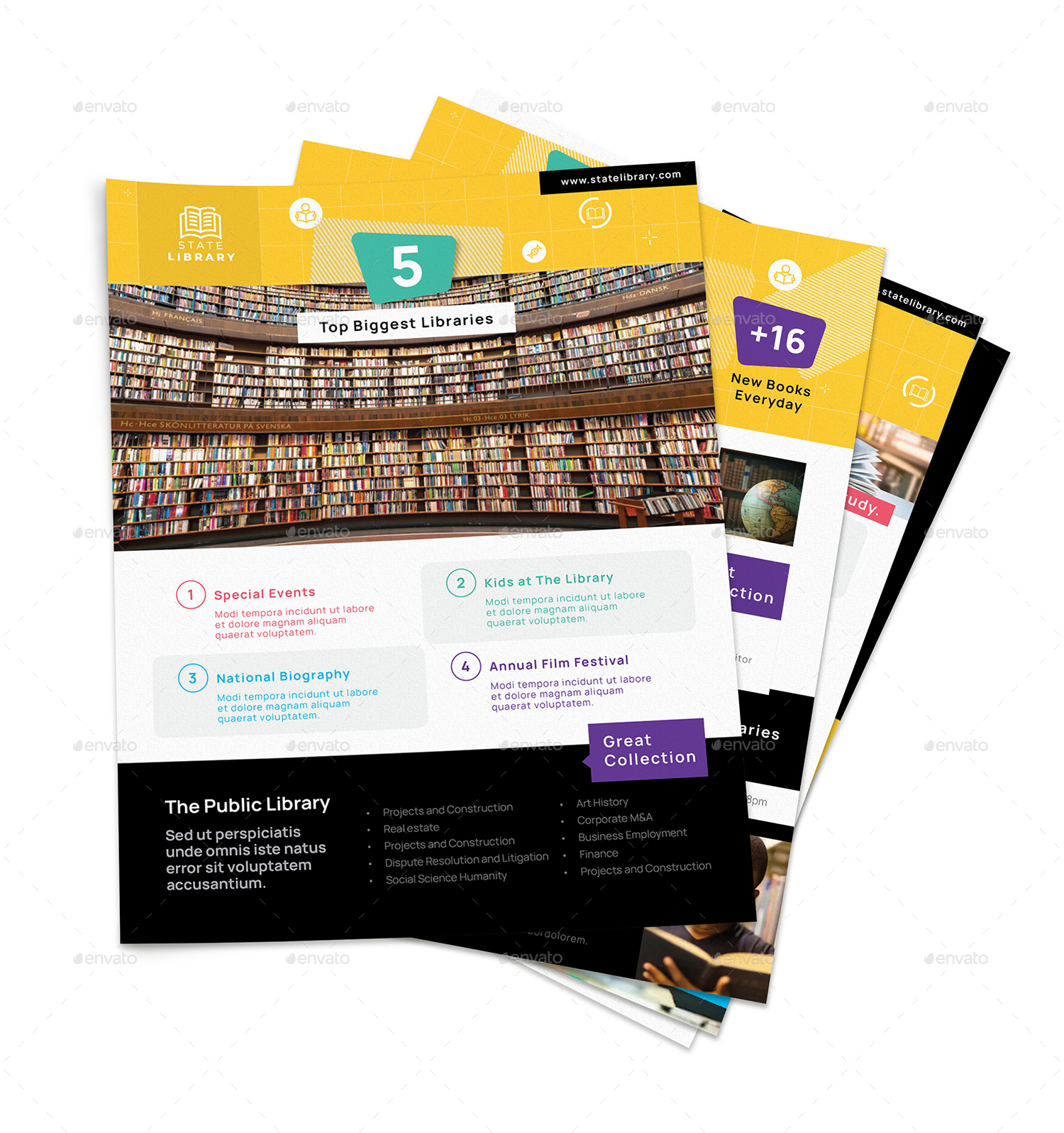 Public Library Flyers – 4 Options, Print Templates | GraphicRiver