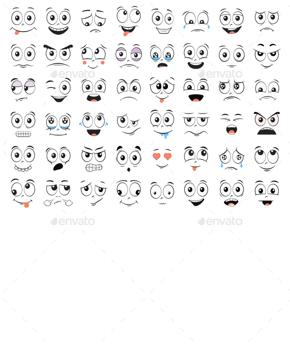 Cartoon Faces Set, Vectors | GraphicRiver