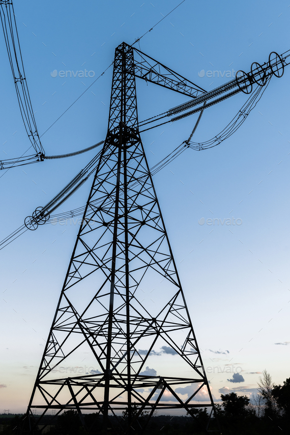 high-voltage power line - Stock Image - Everypixel