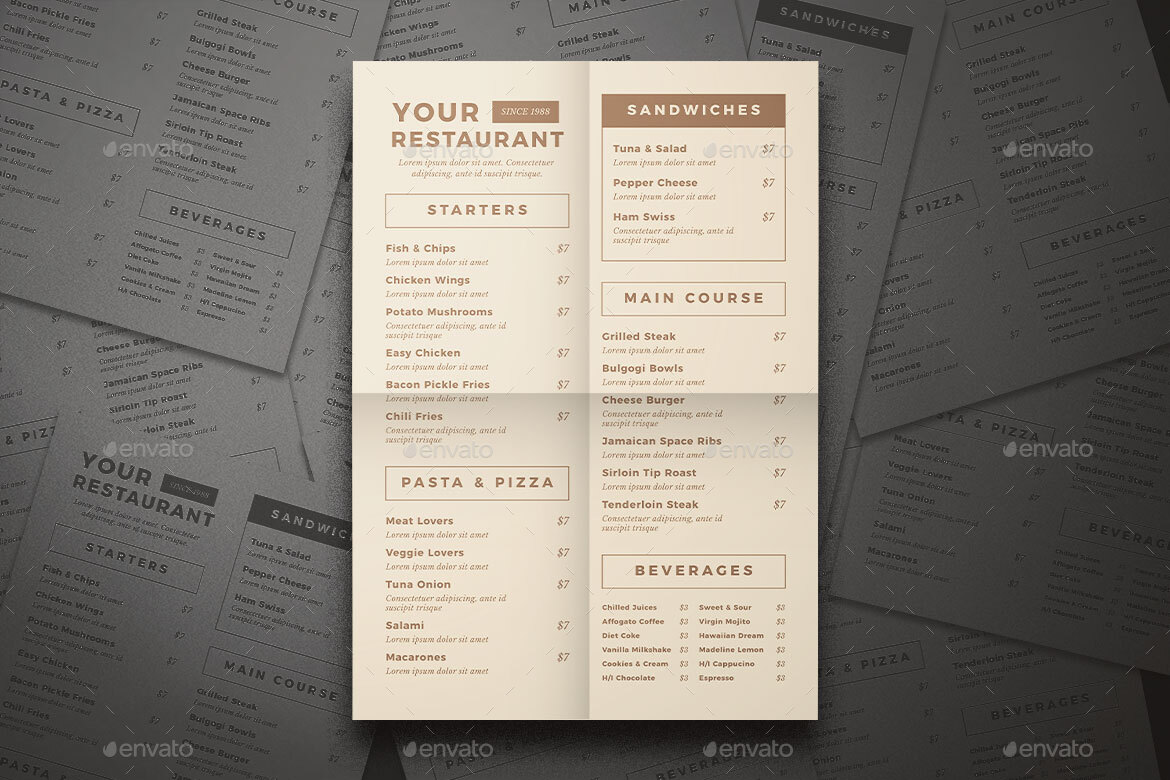 Vintage Food Menu, Print Templates | GraphicRiver