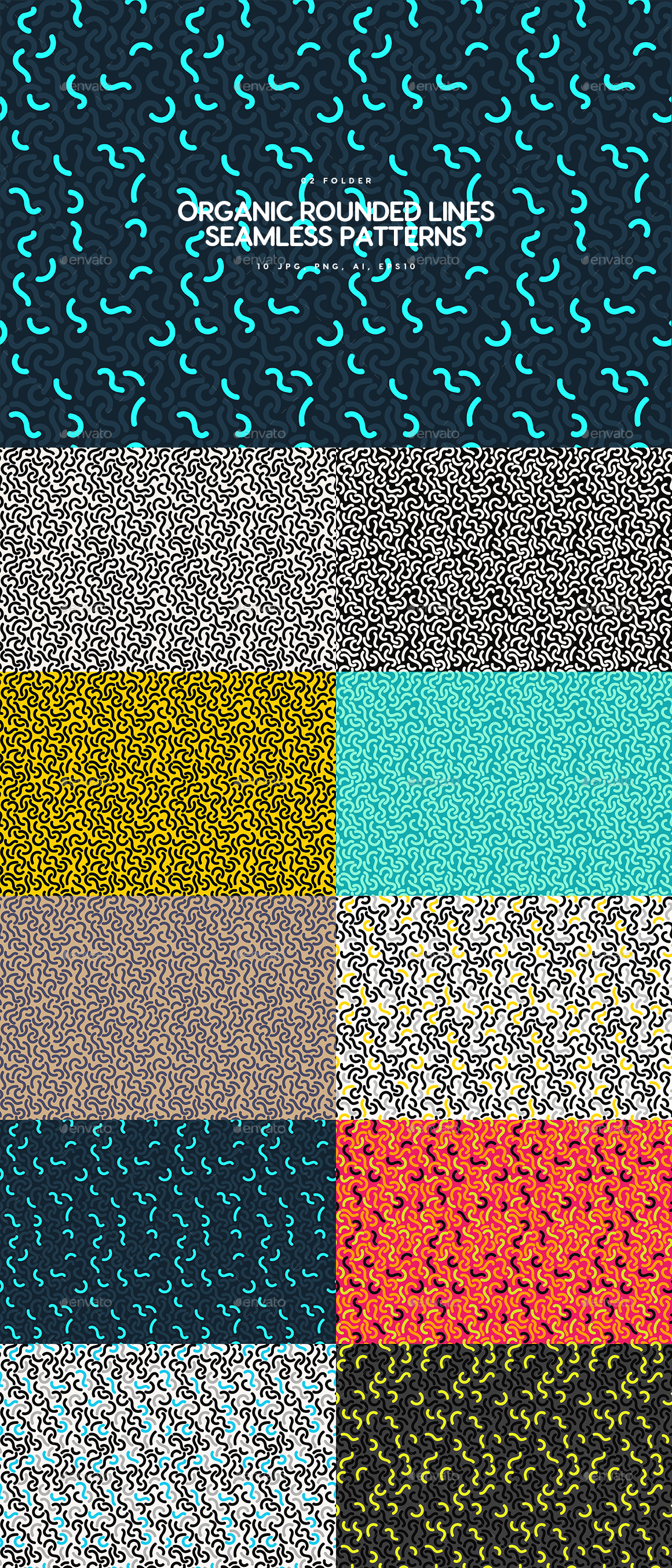 50 Organic Lines Seamless Patterns Bundle, Graphics | GraphicRiver