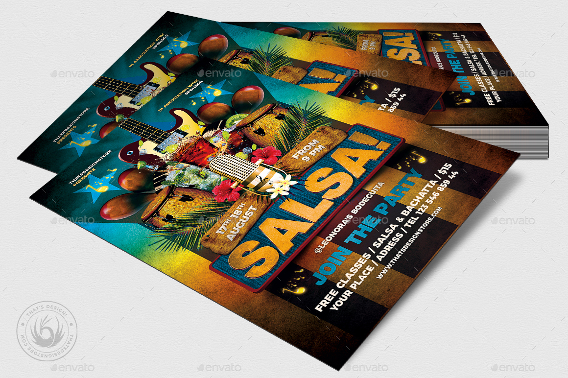 Cuban Live Salsa Flyer Template V1, Print Templates | GraphicRiver