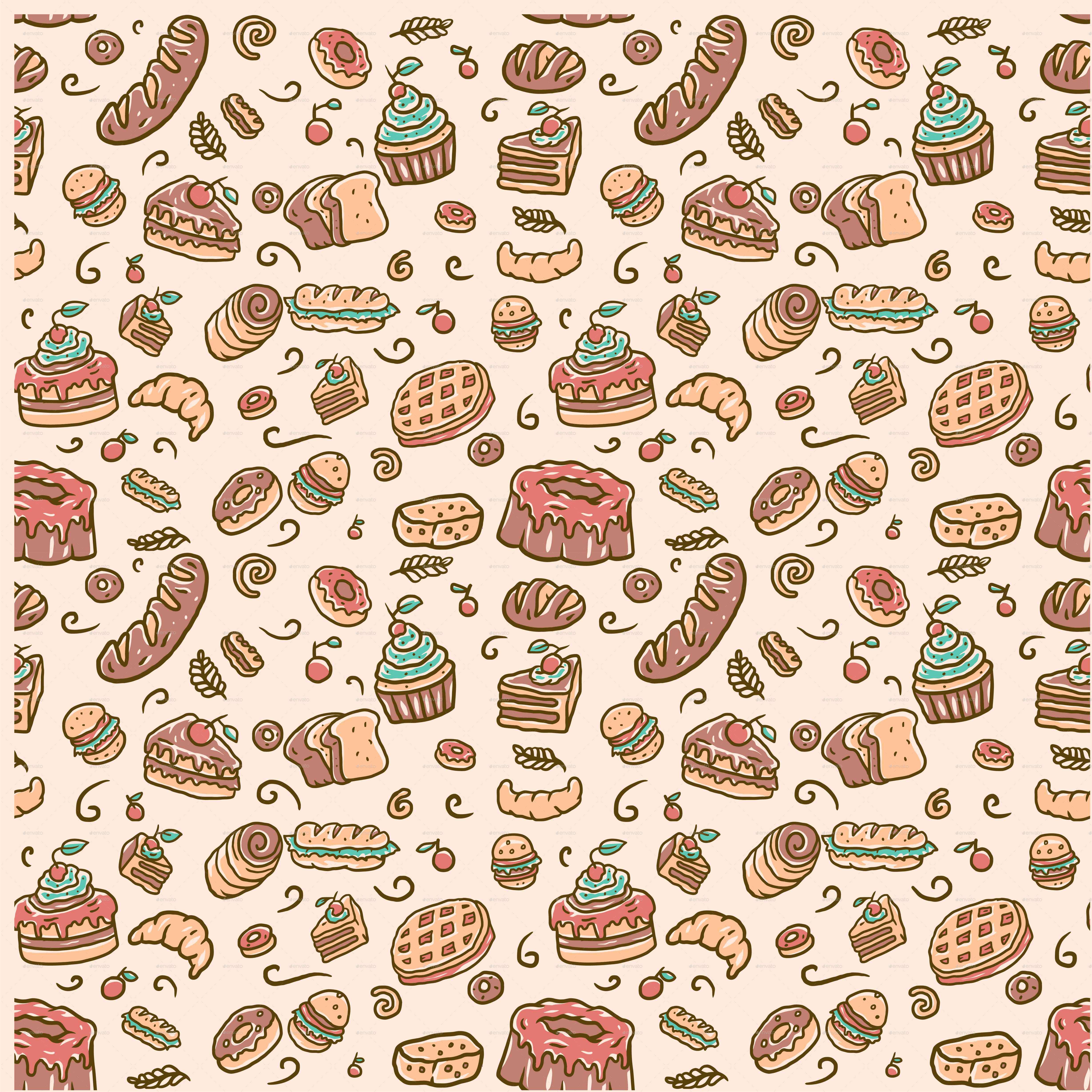 Seamless Bakery Pattern, Vectors | GraphicRiver