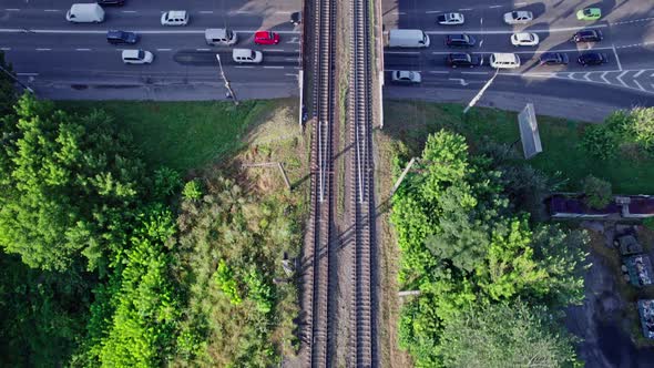 The City Bridge Across the Railway in the Morning, Stock Footage ...