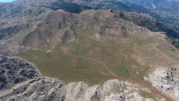 Sparse Trees Forested Mountains and Little Meadow Between Valley, Stock ...