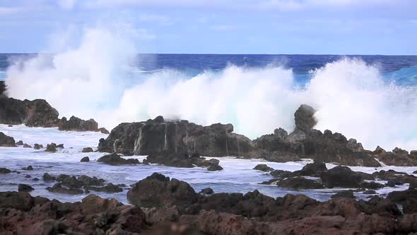 Shoreline Breaks Strong Ocean Waves., Stock Footage | VideoHive