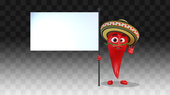 Chili Pepper Stands Near To The Flag And Tells, Motion Graphics | VideoHive