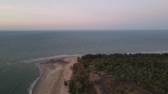 High Slow moving drone shot of Peaceful Lee Point Beach in Darwin ...