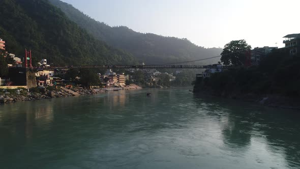 City of Rishikesh state of Uttarakhand in India seen from the sky ...