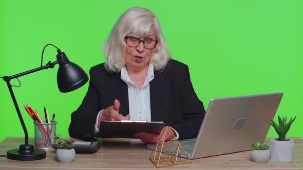 Senior Old Business Woman Director Having Interview Job Discussion ...