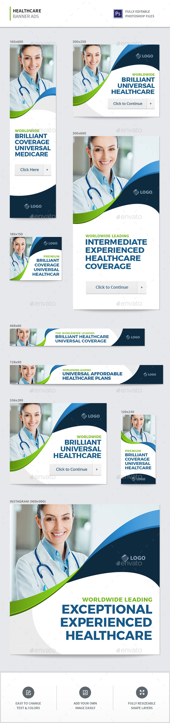 Health Banner Ads Bundle, Web Elements | GraphicRiver