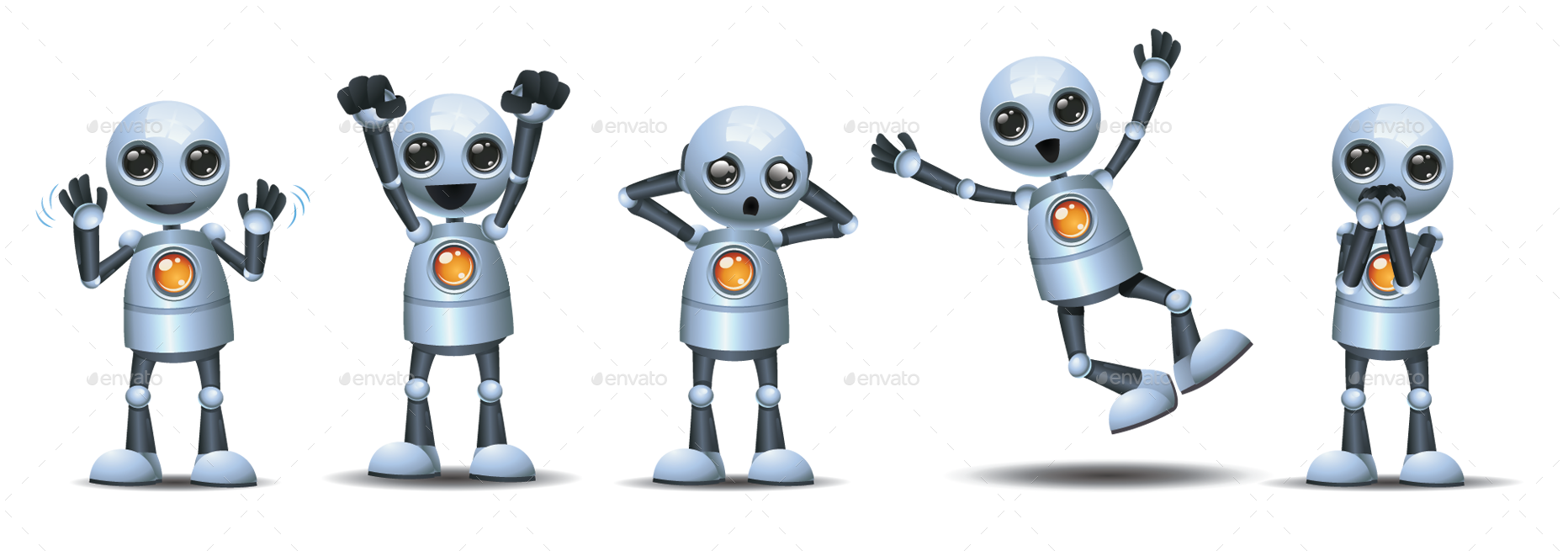 Little Robot Basic Posture, Vectors | GraphicRiver