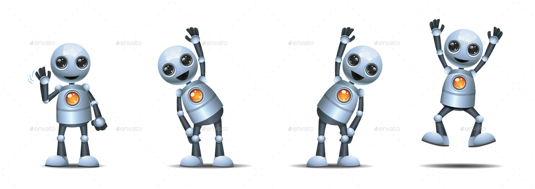 Little Robot Basic Posture, Vectors | GraphicRiver
