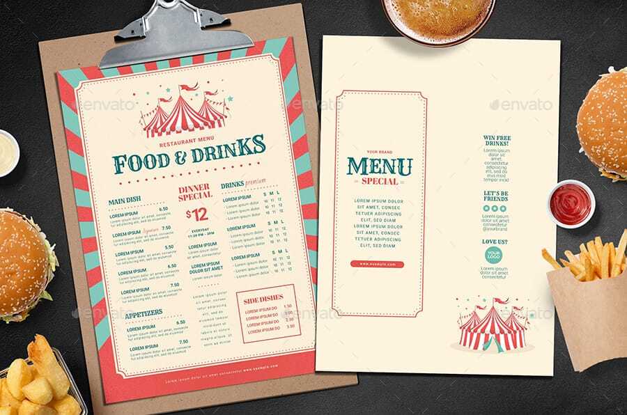 Circus / Carnival Menu Template, Print Templates | GraphicRiver