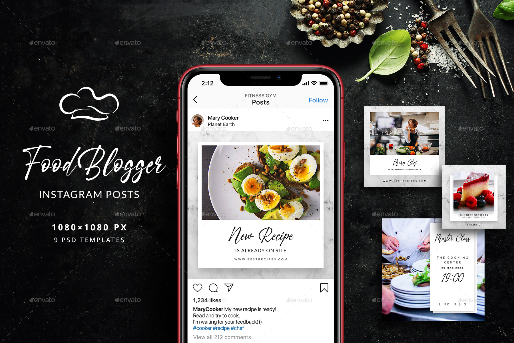 Food Blogger - Instagram Posts, Web Elements | GraphicRiver