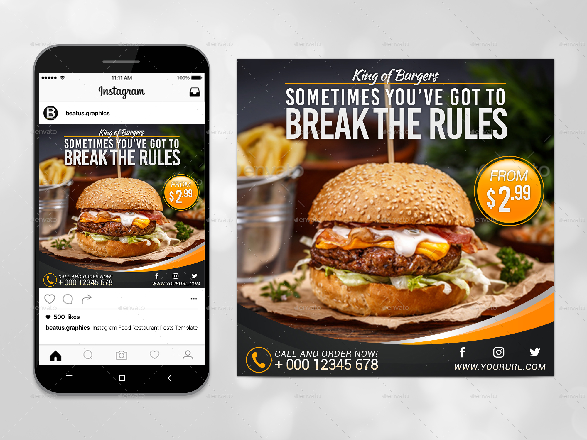 Instagram Food Restaurant Posts by BeatusGraphics | GraphicRiver