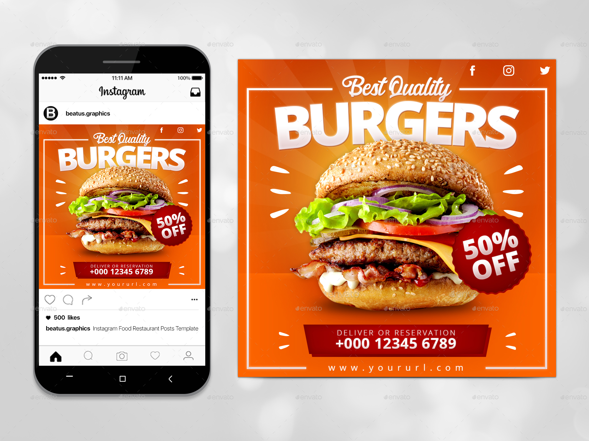 Instagram Food Restaurant Posts by BeatusGraphics | GraphicRiver