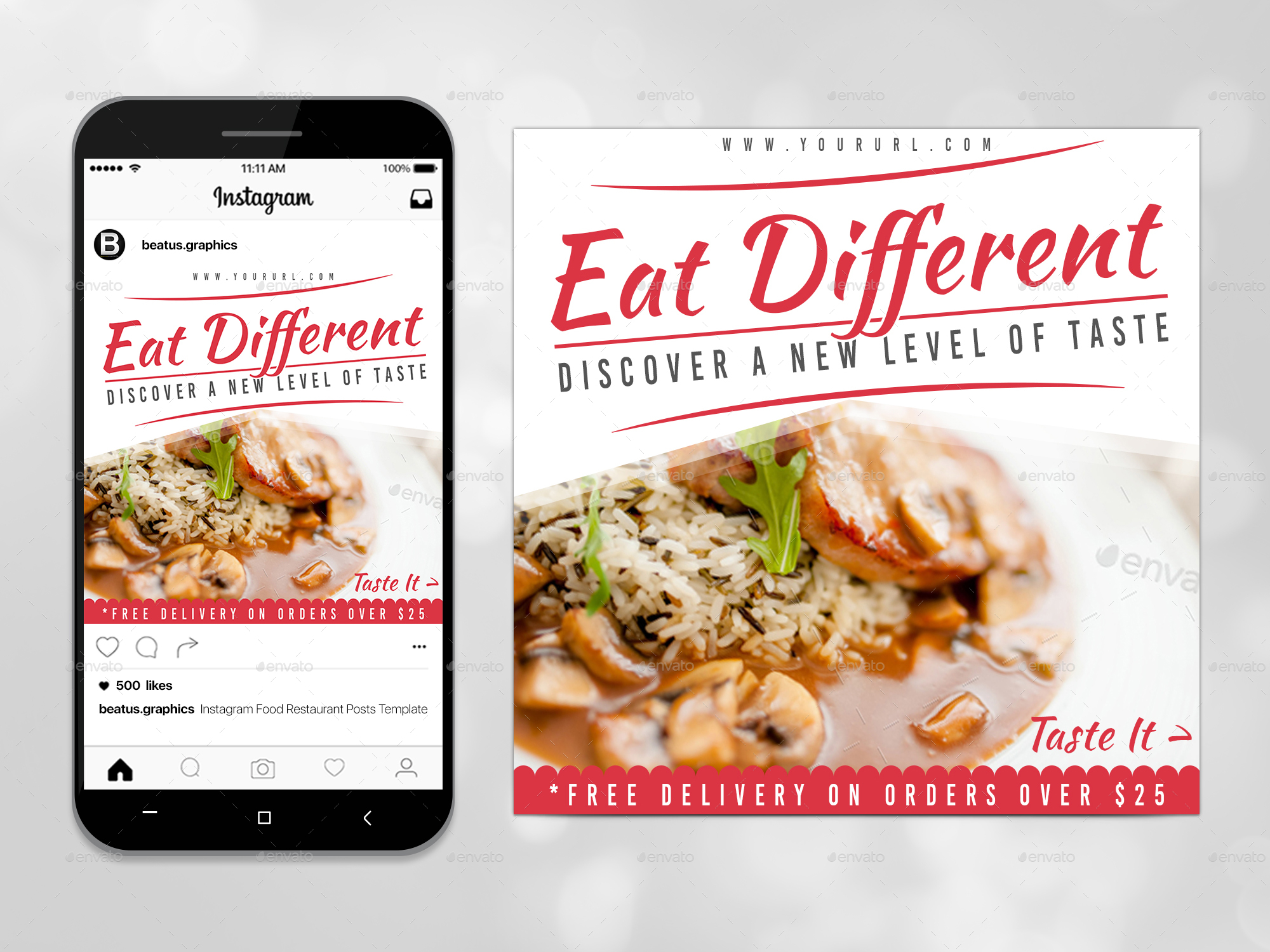 Instagram Food Restaurant Posts by BeatusGraphics | GraphicRiver