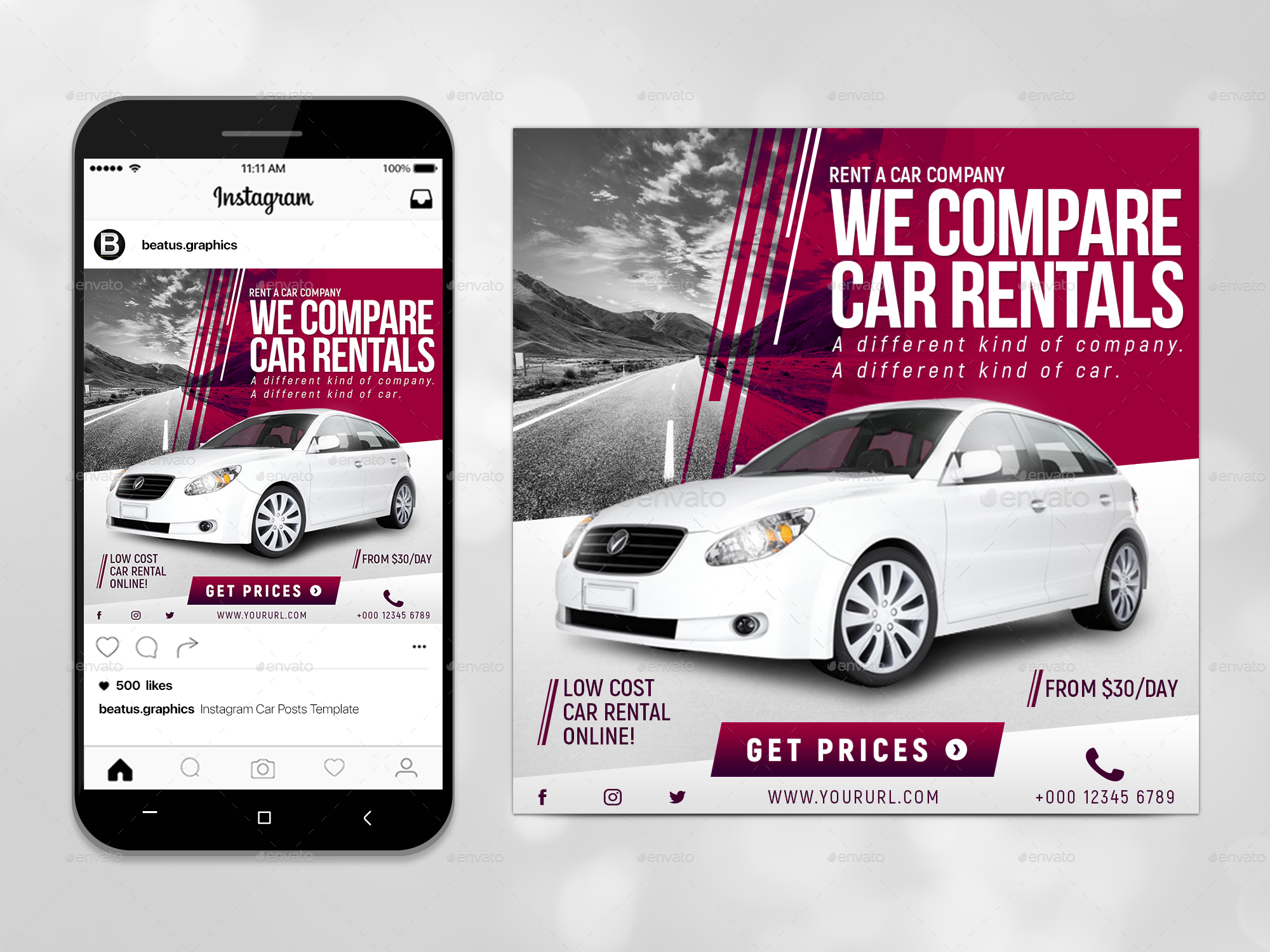 Instagram Car Posts by BeatusGraphics | GraphicRiver