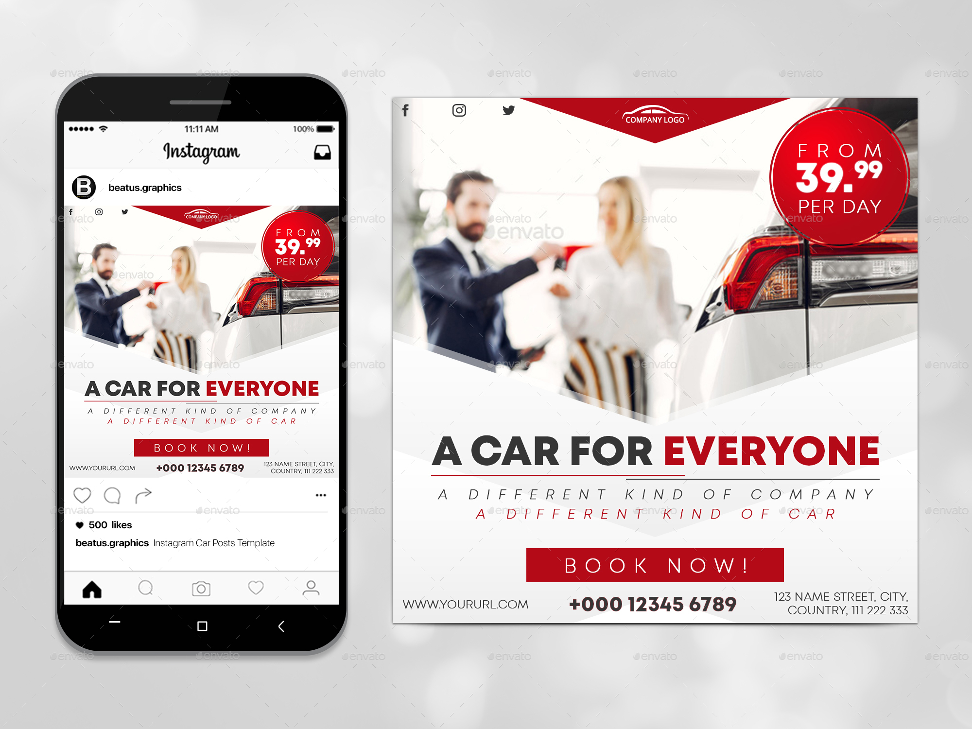 Instagram Car Posts by BeatusGraphics | GraphicRiver