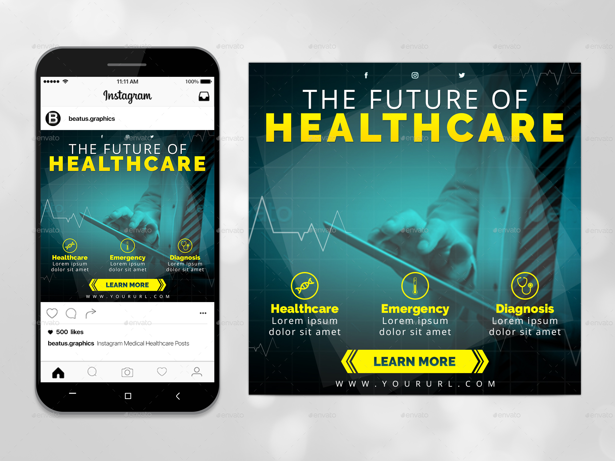 Instagram Medical Healthcare Posts by BeatusGraphics | GraphicRiver