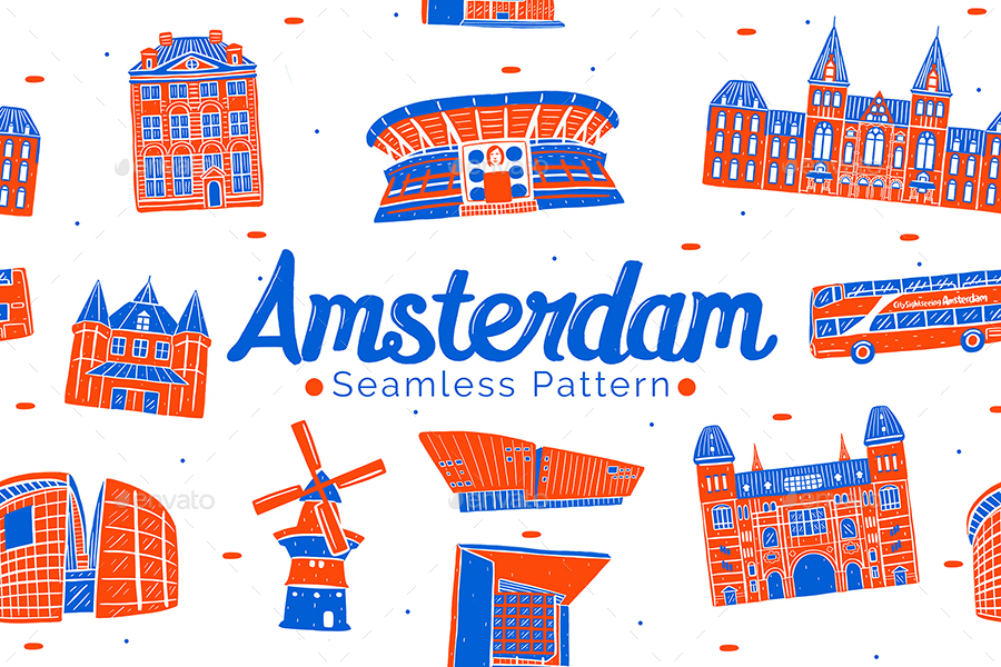 Amsterdam Seamless Pattern, Graphics | GraphicRiver