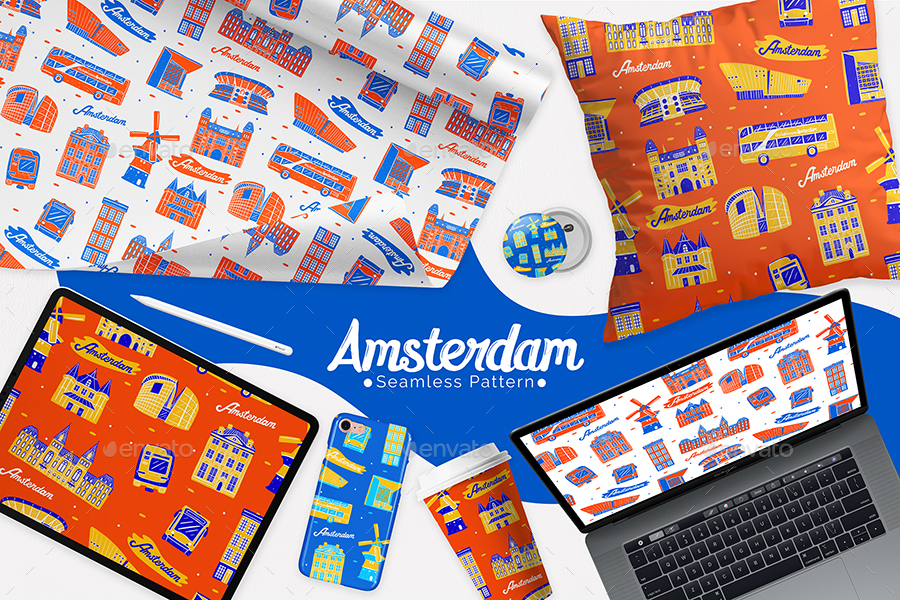 Amsterdam Seamless Pattern, Graphics | GraphicRiver