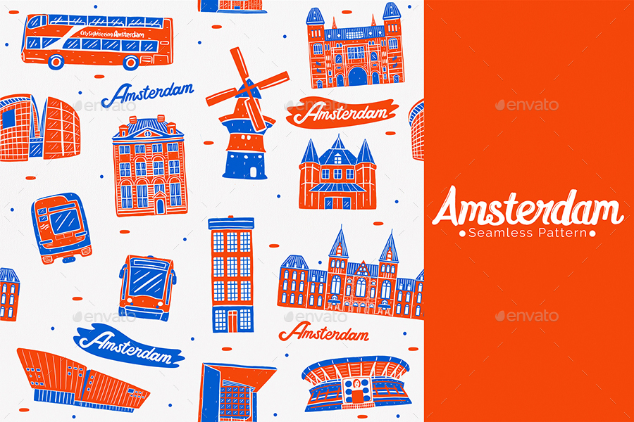 Amsterdam Seamless Pattern, Graphics | GraphicRiver