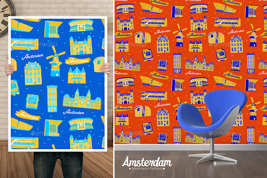 Amsterdam Seamless Pattern, Graphics | GraphicRiver