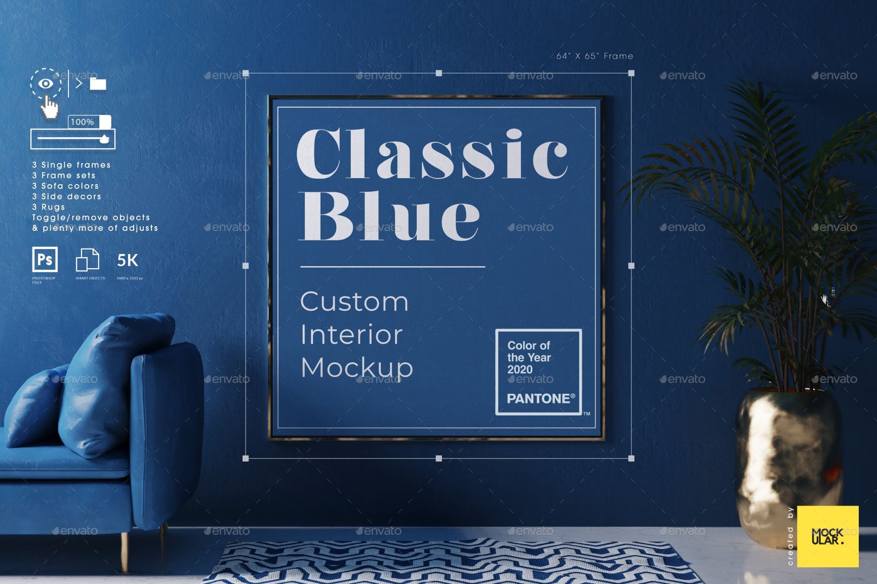 Classic Blue Interior Mockup, Graphics | GraphicRiver