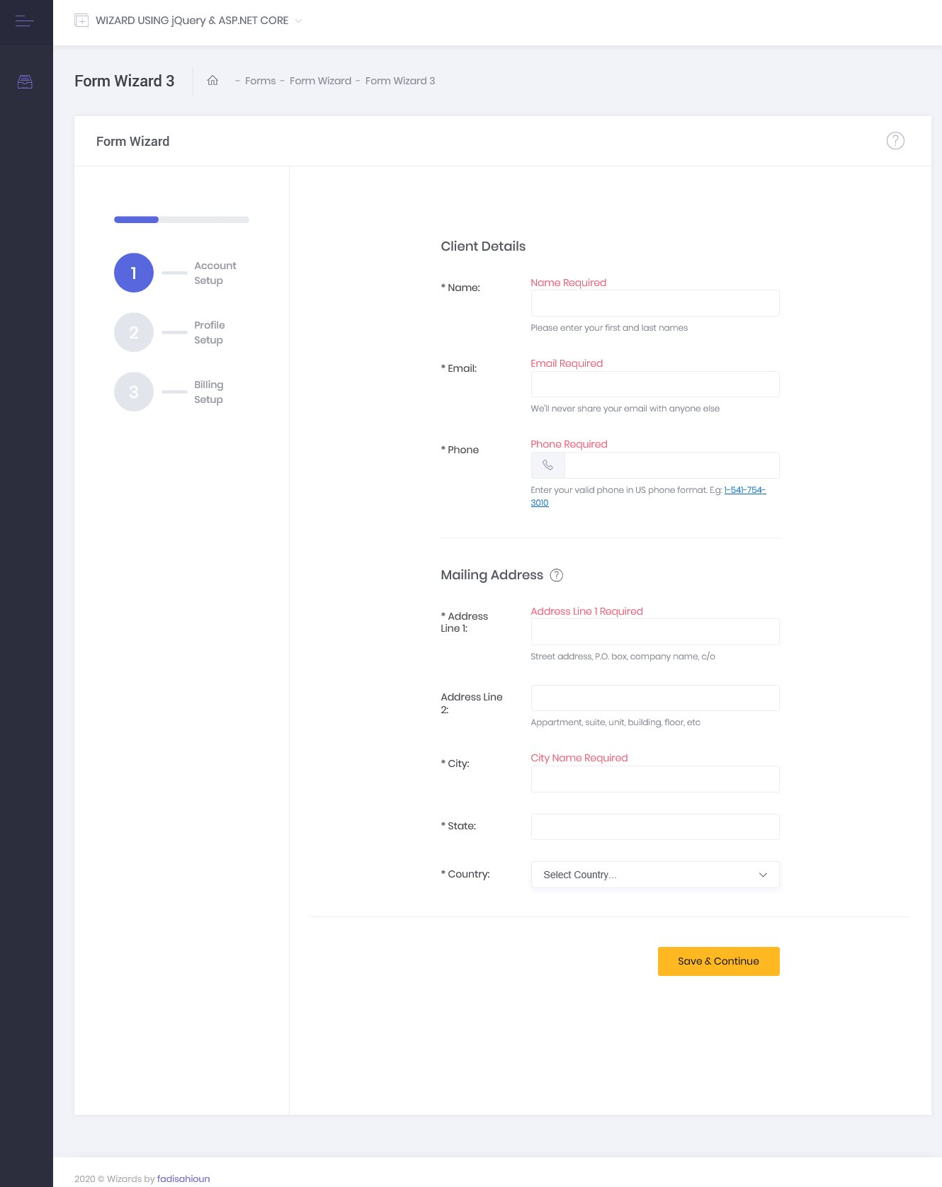 Wizard Using ASP.Net Core & jQuery by fadisahioun | CodeCanyon