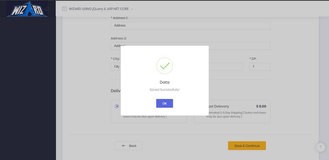 Wizard Using ASP.Net Core & jQuery by fadisahioun | CodeCanyon