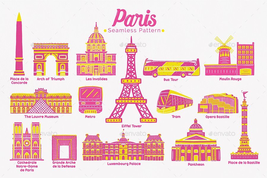 Paris Seamless Pattern, Graphics | GraphicRiver