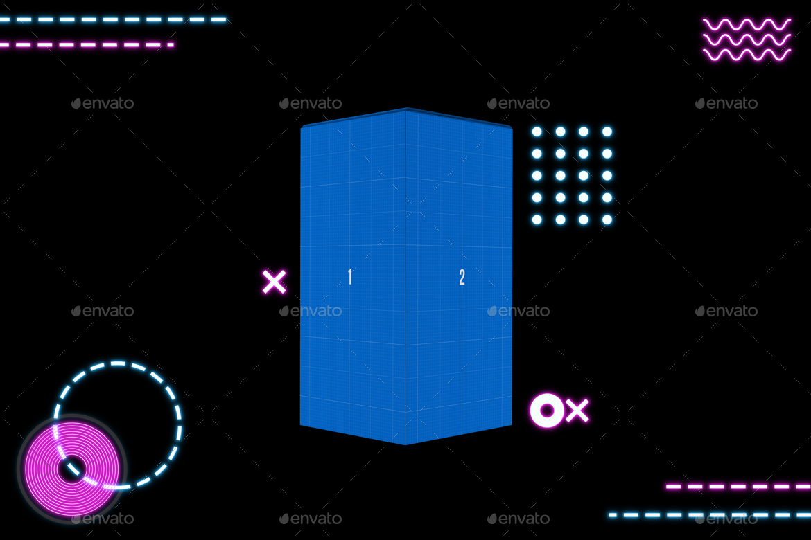 Neon Rectangle Box Mockup, Graphics | GraphicRiver