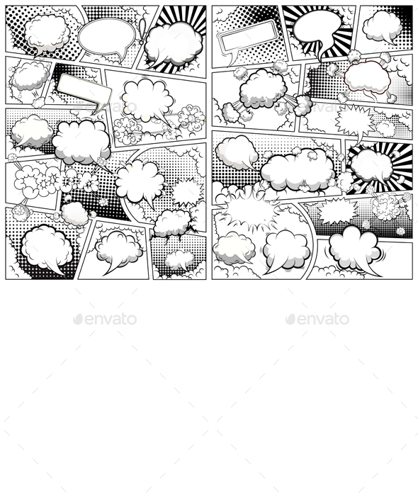 Comic Book Black and White Page, Vectors | GraphicRiver